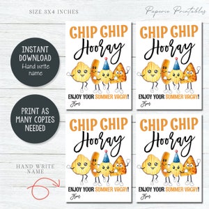 EDITABLE Thank You Teacher Gift Tag, End of School Chips Gift Tag, Chip ...