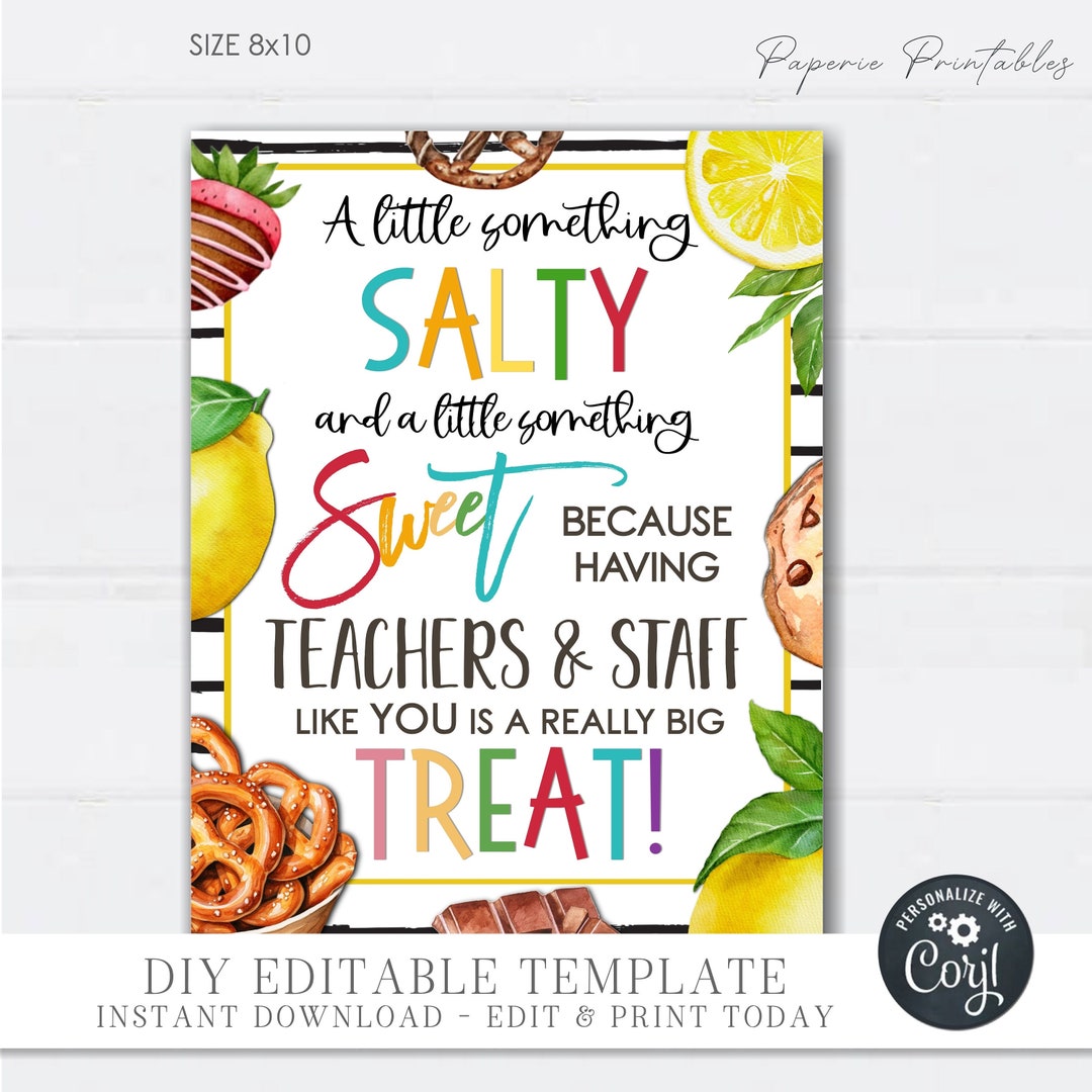 EDITABLE Salty and Sweet Appreciation Sign, Teacher Appreciation Sign ...