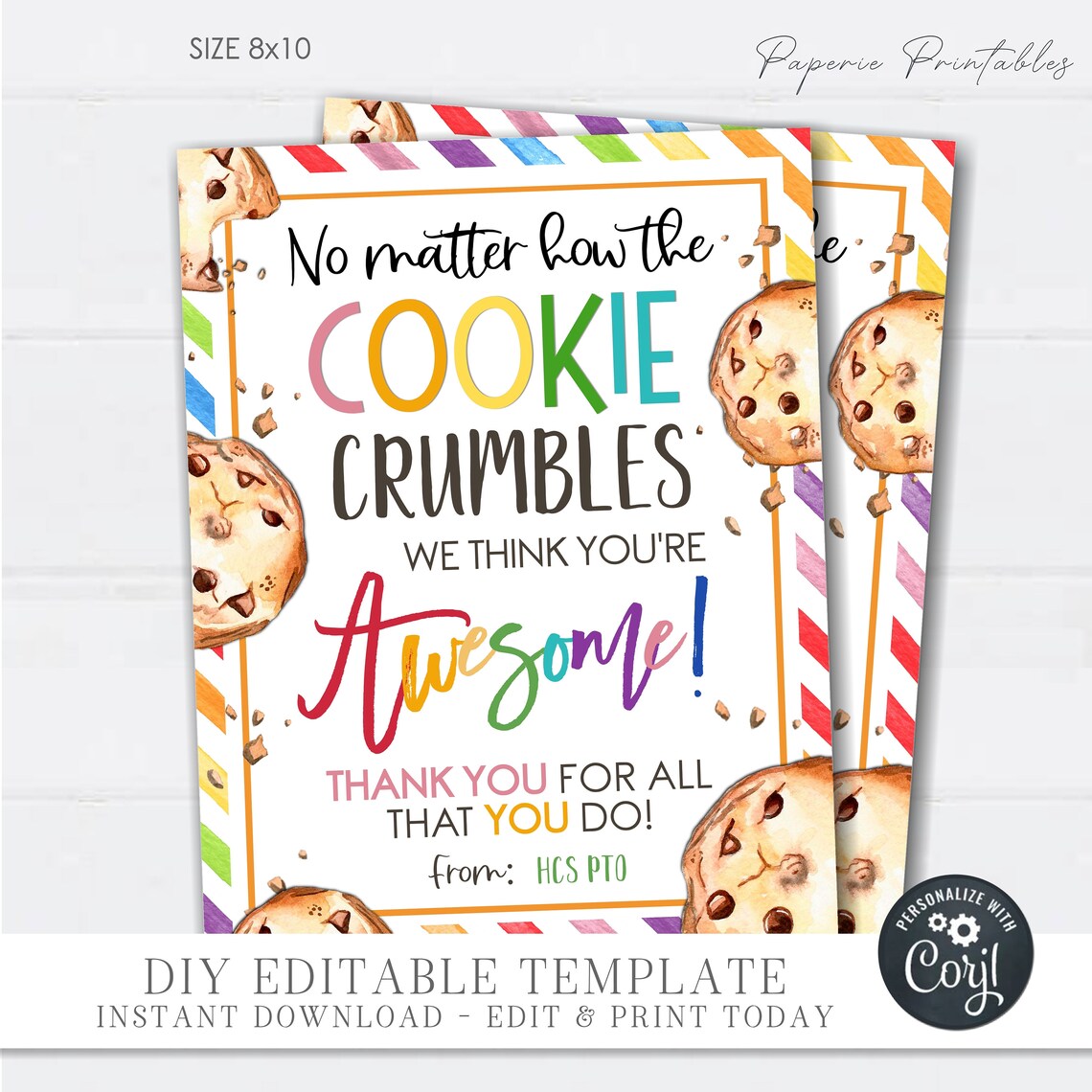 EDITABLE Cookie Appreciation Sign, Teacher Appreciation Cookie Sign ...