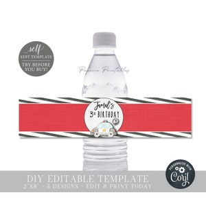 EDITABLE Police Birthday Water Bottle Labels, Water Bottle Wraps ...