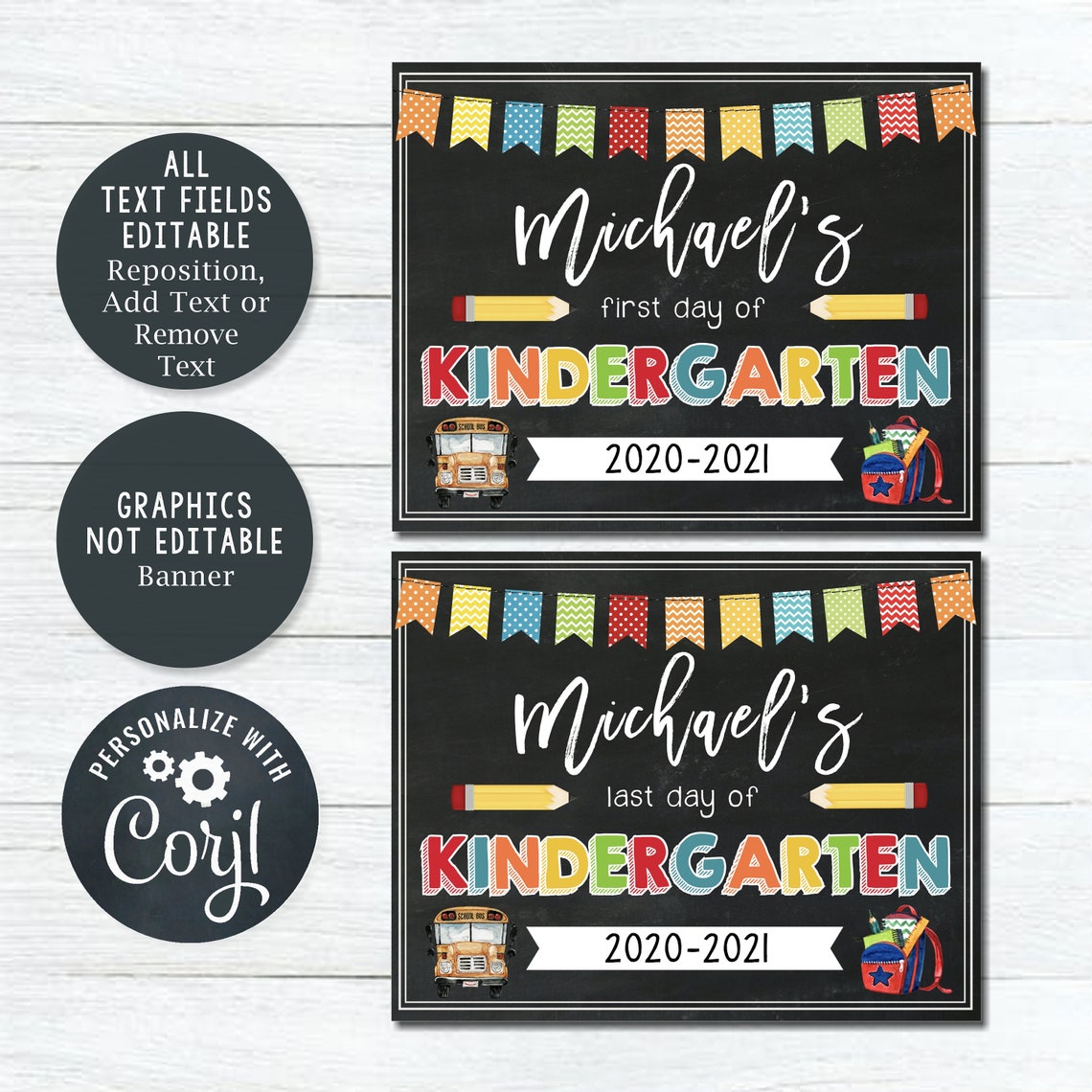 Editable First and Last Day of School Sign: Photo Prop (digital ...