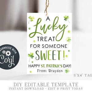 Editable Kids St. Patrick's Day Gift Tag, Happy St. Patrick's Day Gift ...
