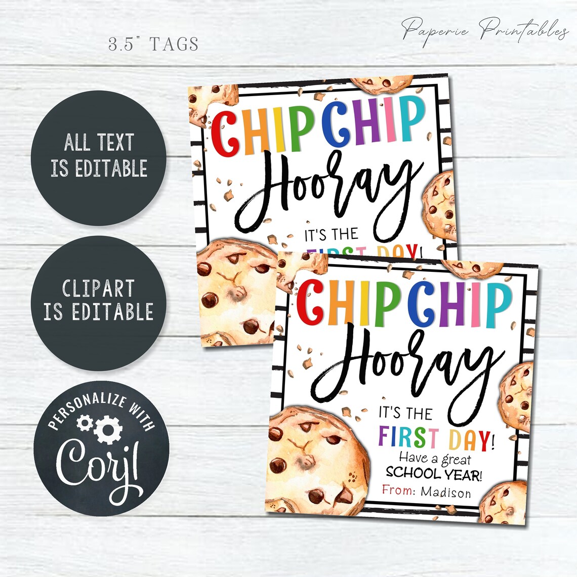 EDITABLE Cookie Teacher Gift Tag, Thank You First Day of School Teacher ...