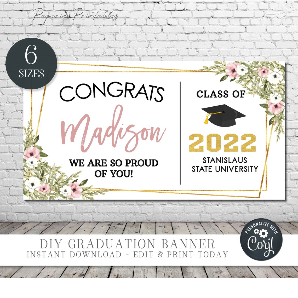 EDITABLE Graduation Banner Graduation Yard Sign Class of - Etsy