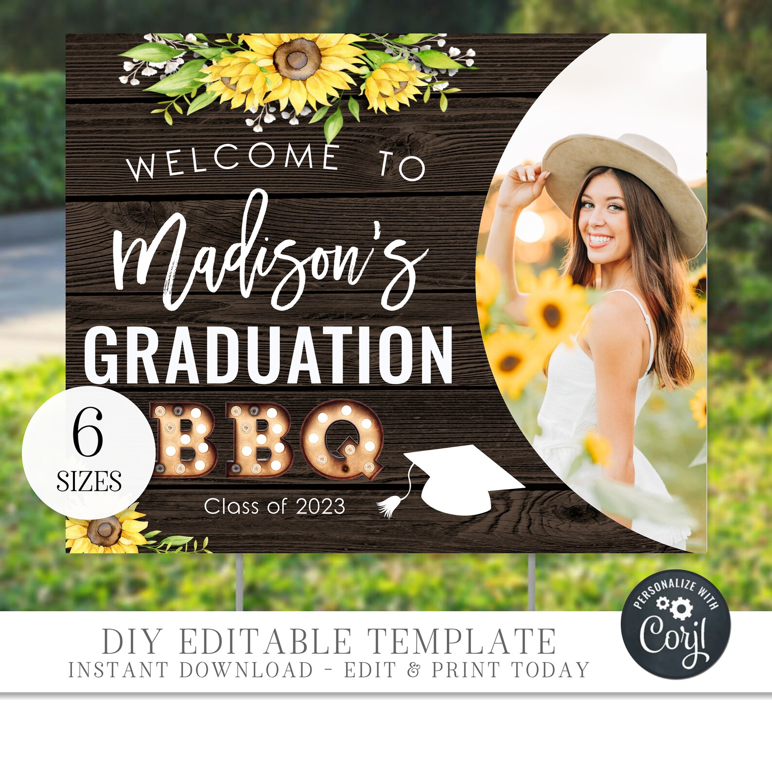 EDITABLE Sunflower Graduation Welcome Sign Sunflower - Etsy
