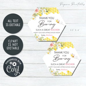 EDITABLE Lip Balm Teacher Appreciation Gift Tag, Bee Teacher ...