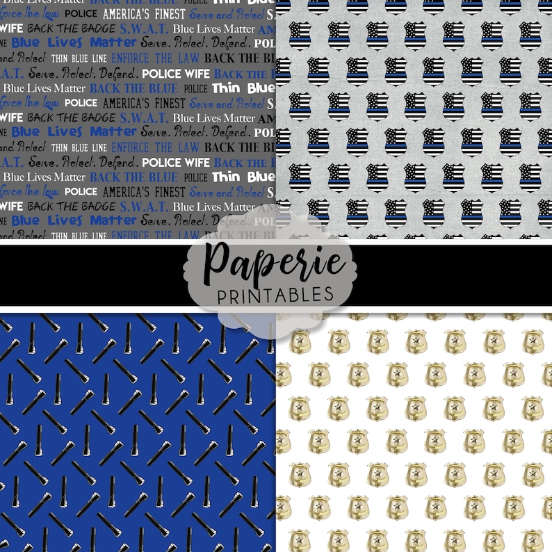 Police Digital Paper 12x12 Digital Scrapbooking Paper 40 - Etsy