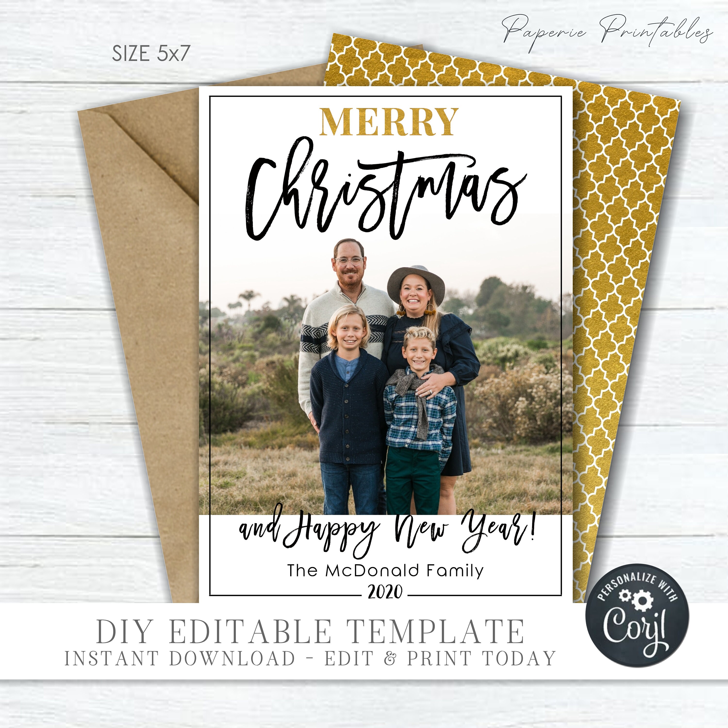EDITABLE Minimalistic Christmas Photo Card 1 Photo Layout - Etsy