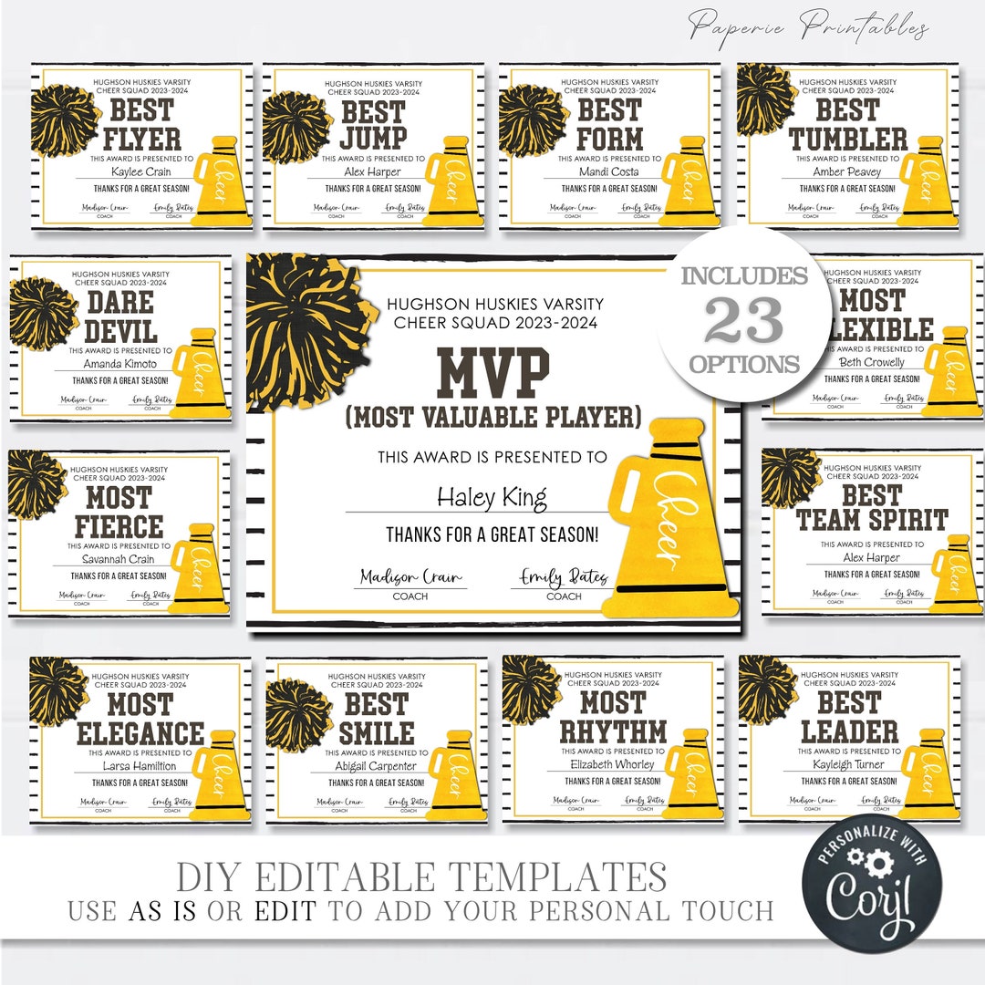 Editable Cheerleading Awards, End of Season Award, Cheer Team Party ...