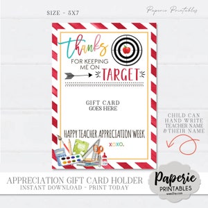 EDITABLE Teacher Appreciation Gift Card Holder, Thanks for Keeping Me ...