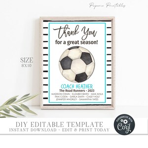 Editable Soccer Coach Gift Printable: Team Appreciation (DIY Corjl) - Etsy
