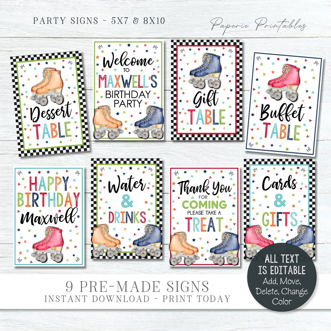 Editable Roller Skating Party Signs Skating Party Signs - Etsy