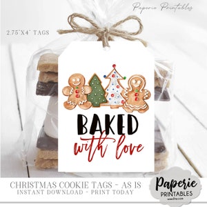 Baked With Love Tags, Christmas Cookie Tags, Cookie Tags, Bake With ...