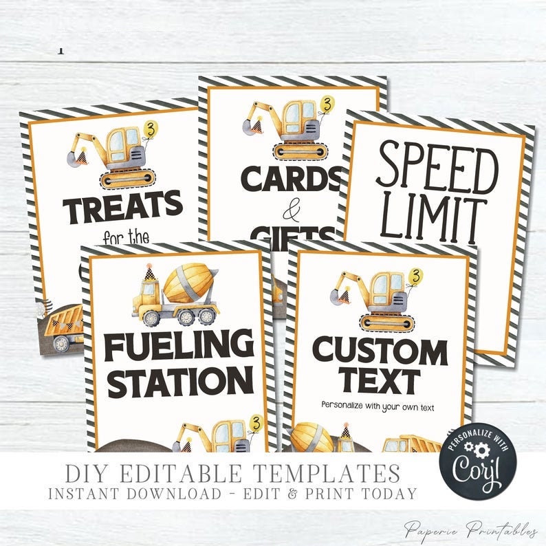 Construction Birthday Signs Printable - Etsy