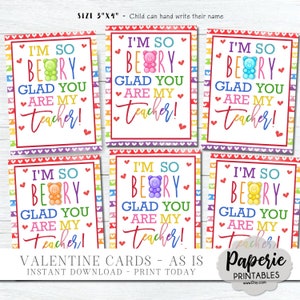 Teacher Valentine, Gummy Bear Valentine Tags, I'm so Beary Glad You're ...
