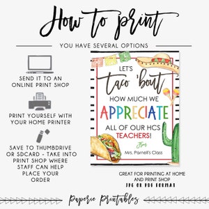 Taco 'bout Teacher Appreciation Sign: Editable Table Decor (digital ...