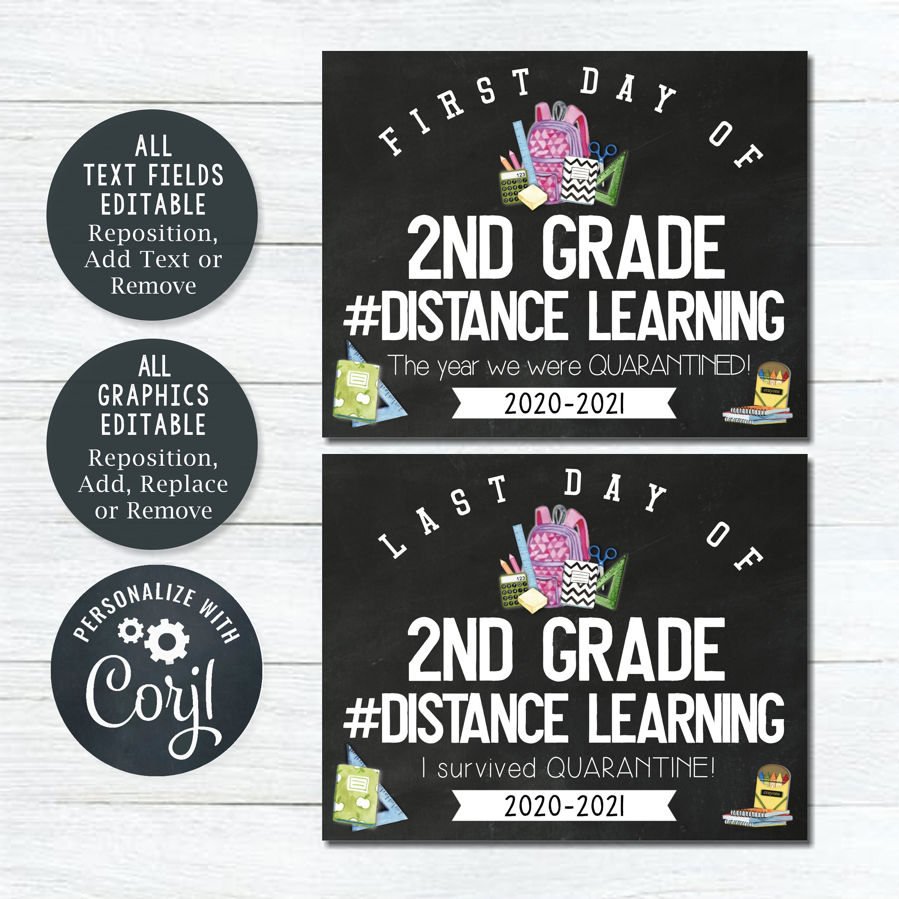 EDITABLE First Day of School Sign First Day of Distance - Etsy