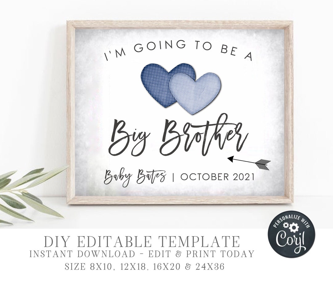 EDITABLE Big Brother Pregnancy Announcement – I'm Going to Be a Big ...