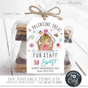 Editable Valentine's Day Gift Tag, A Valentine Treat for Staff so Sweet ...