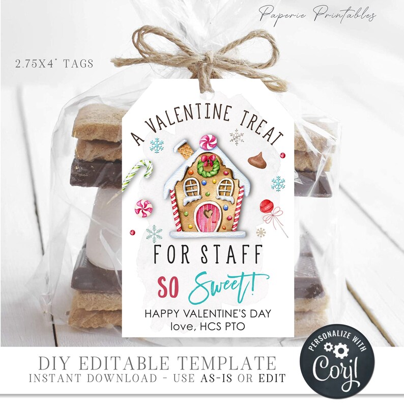 Editable Valentine's Day Gift Tag A Valentine Treat for - Etsy