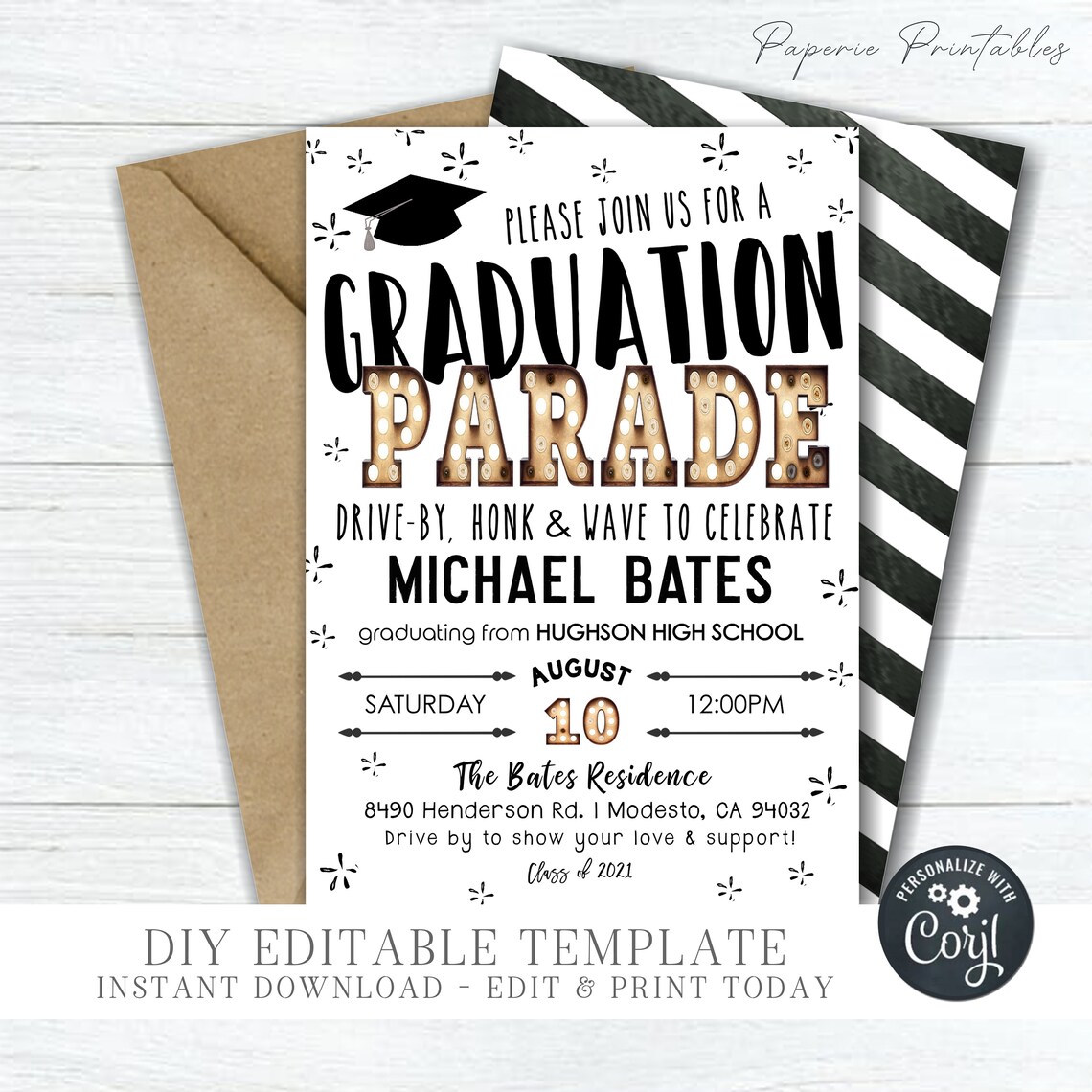 EDITABLE Graduation Parade Invitation Drive by Graduation - Etsy