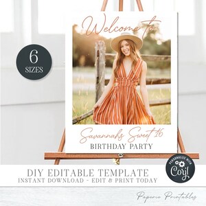 EDITABLE Birthday Welcome Sign, Birthday Photo Sign, Welcome Sign ...