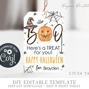 EDITABLE Happy Halloween Tag - Printable Halloween Favor Tags ...