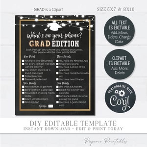 Editable What's on Your Phone Graduation Party Game, Graduation What's ...