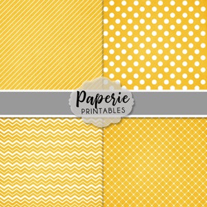 Yellow & White Pattern Digital Paper - 12x12 Digital Scrapbooking Paper ...