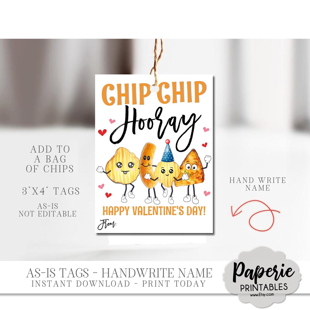 Chip Valentine Tags, Kids Valentine Cards, Chip Chip Hooray Valentine ...