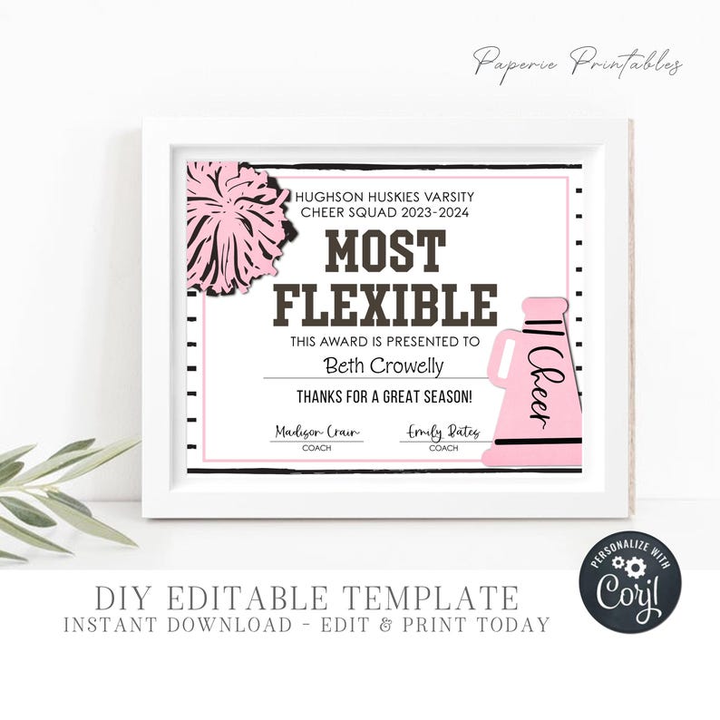 Editable Cheerleading Award Certificates: End of Season Team Awards ...