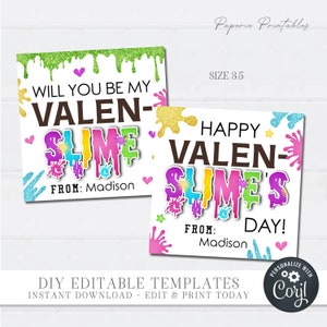 EDITABLE Slime Valentine Cards, Valen-slime Cards, School Valentine ...
