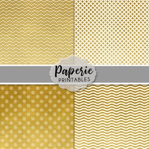 Gold & White Pattern Digital Paper - 12x12 Digital Scrapbooking Paper ...