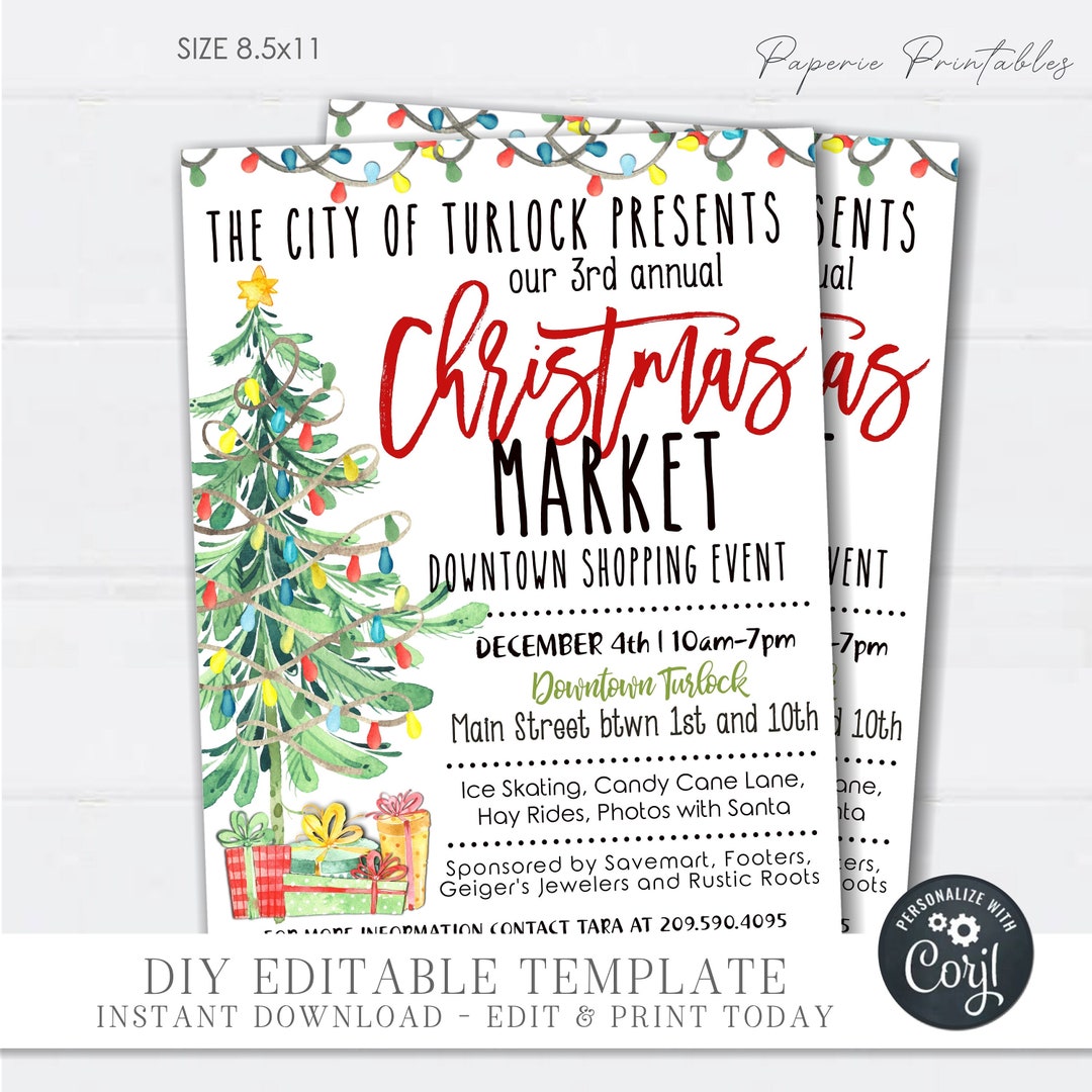 Editable Christmas Market Flyer: DIY Holiday Shopping (5x7 & 8.5x11 ...