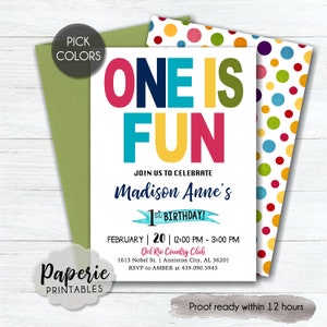Ombre One is FUN Birthday Party Invitation 1st Birthday Party ...