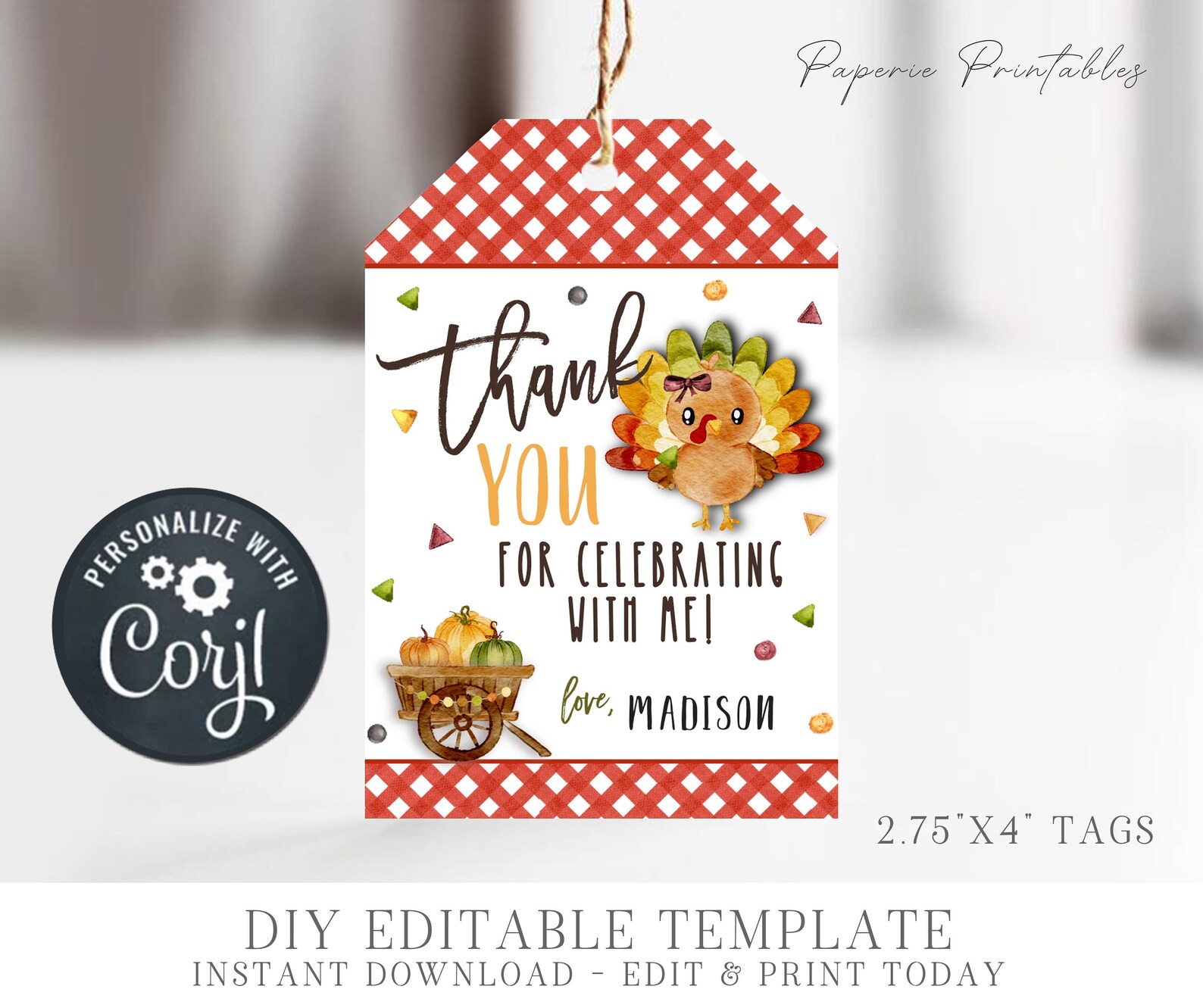 EDITABLE Turkey Birthday Party Favor Tags Little Turkey - Etsy
