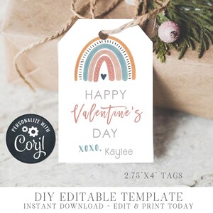 EDITABLE Valentine's Day Treat Tags, Rainbow Valentine Cards, Happy ...