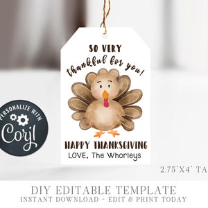 Editable Thanksgiving Gift Tags: DIY Thankful Favor Tags (digital ...