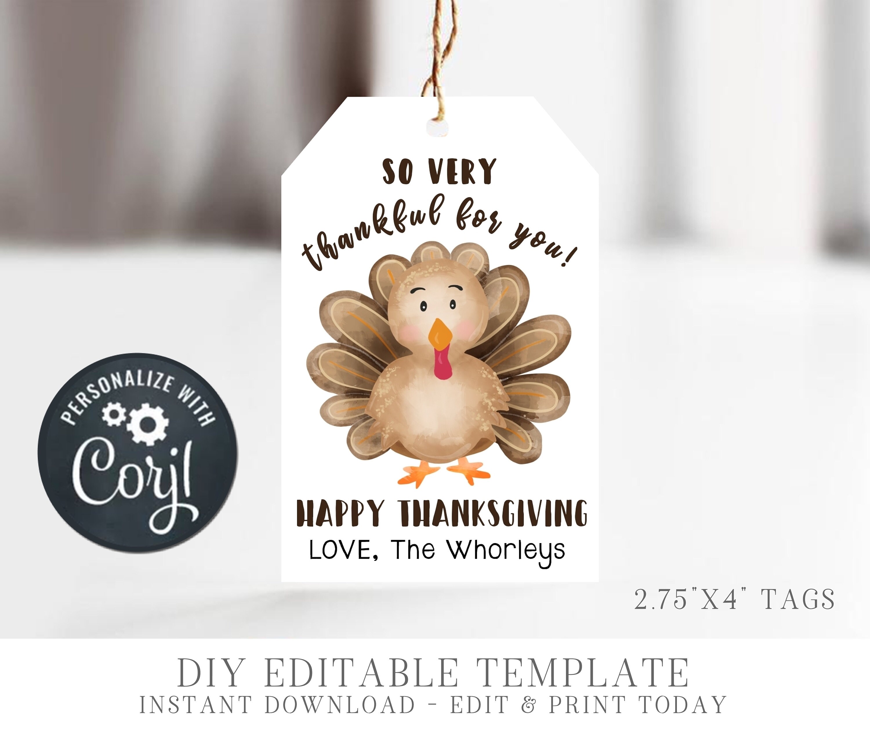 Editable Thanksgiving Gift Tags DIY Party Favor Tags - Etsy