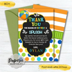 Pool Party Thank You Card Swimming Party Thank You Card Thank You Card ...