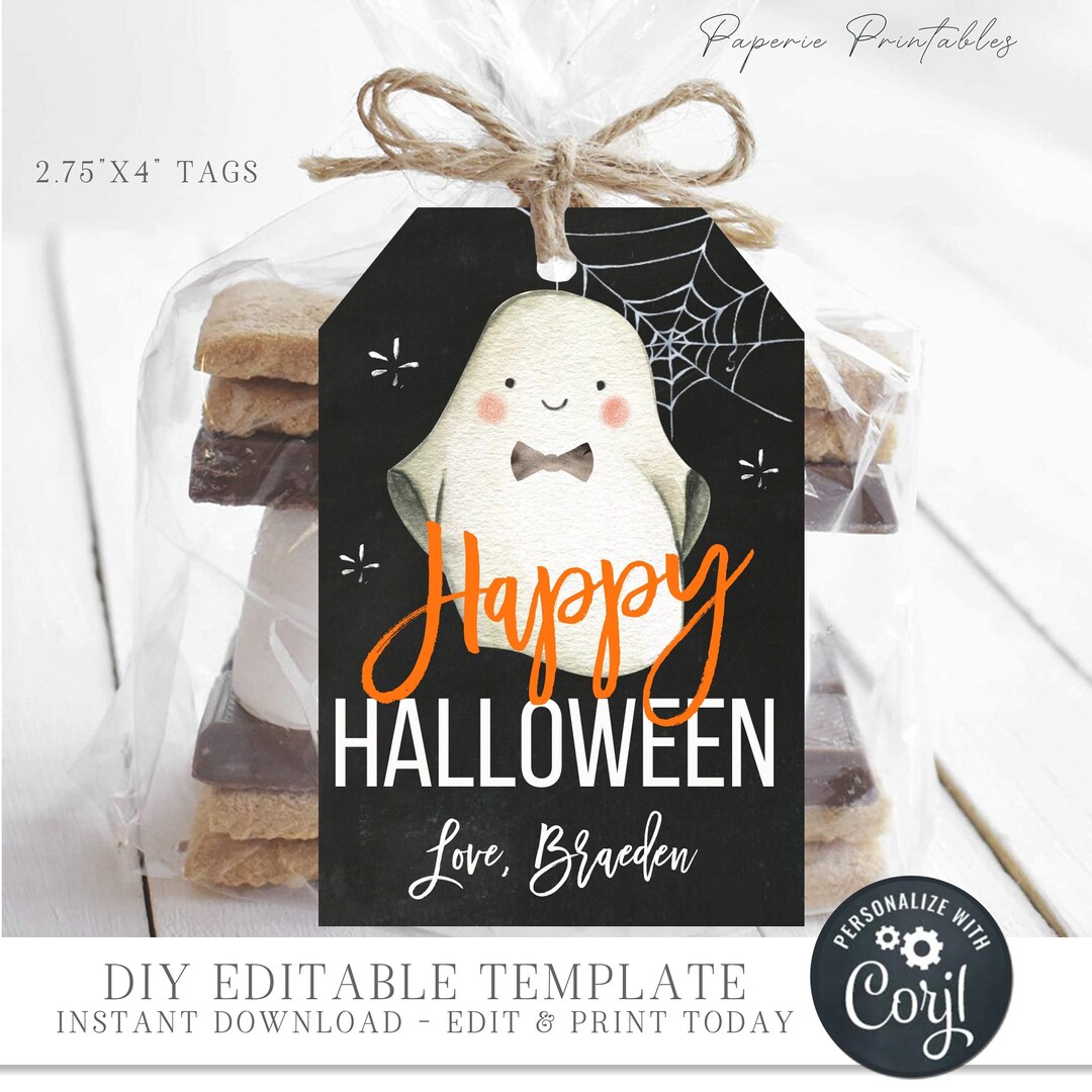 Editable Halloween Favor Tags: Ghost Treat Bag Tags (digital Download ...