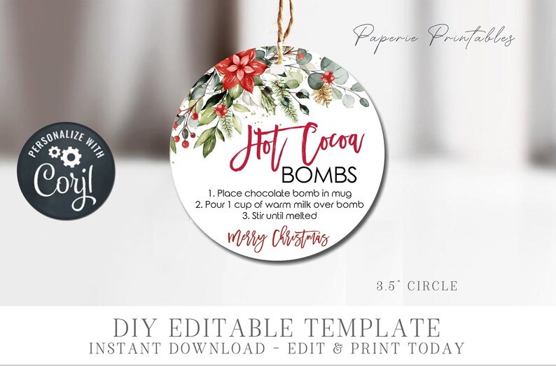 Editable Christmas Hot Cocoa Bomb Gift Tags (digital Download) - Etsy