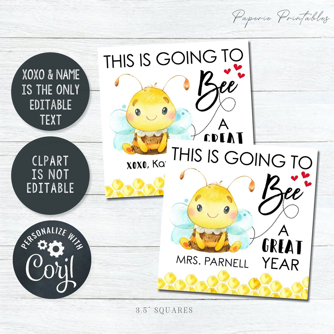 EDITABLE First Day of School Printable Tag Bee Printable Gift | Etsy