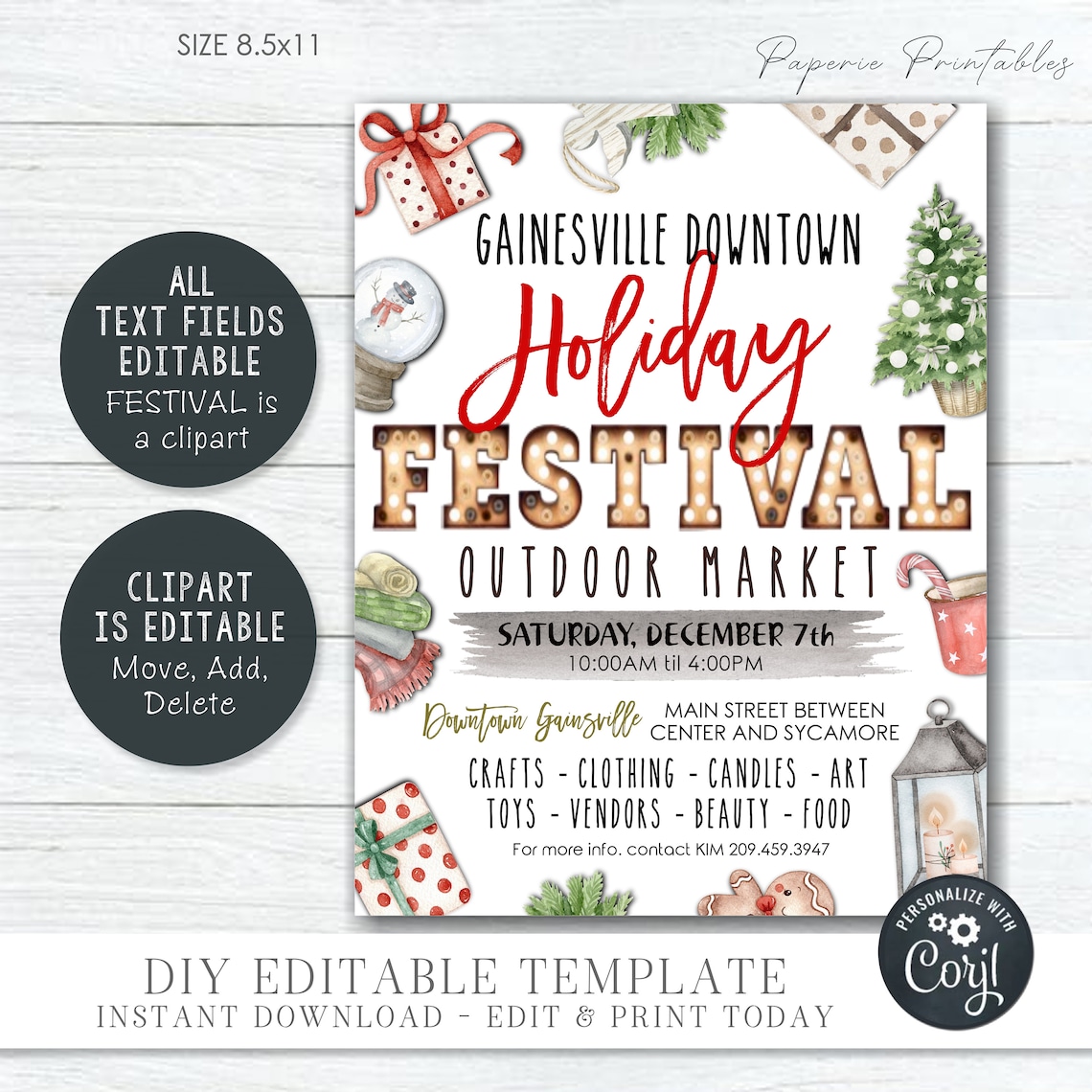 Editable Christmas Market Flyer: DIY Holiday Festival (8.5x11) (digital ...