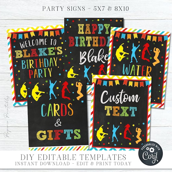 Editable Let's Jump Party Signs Let's JUMP Birthday - Etsy