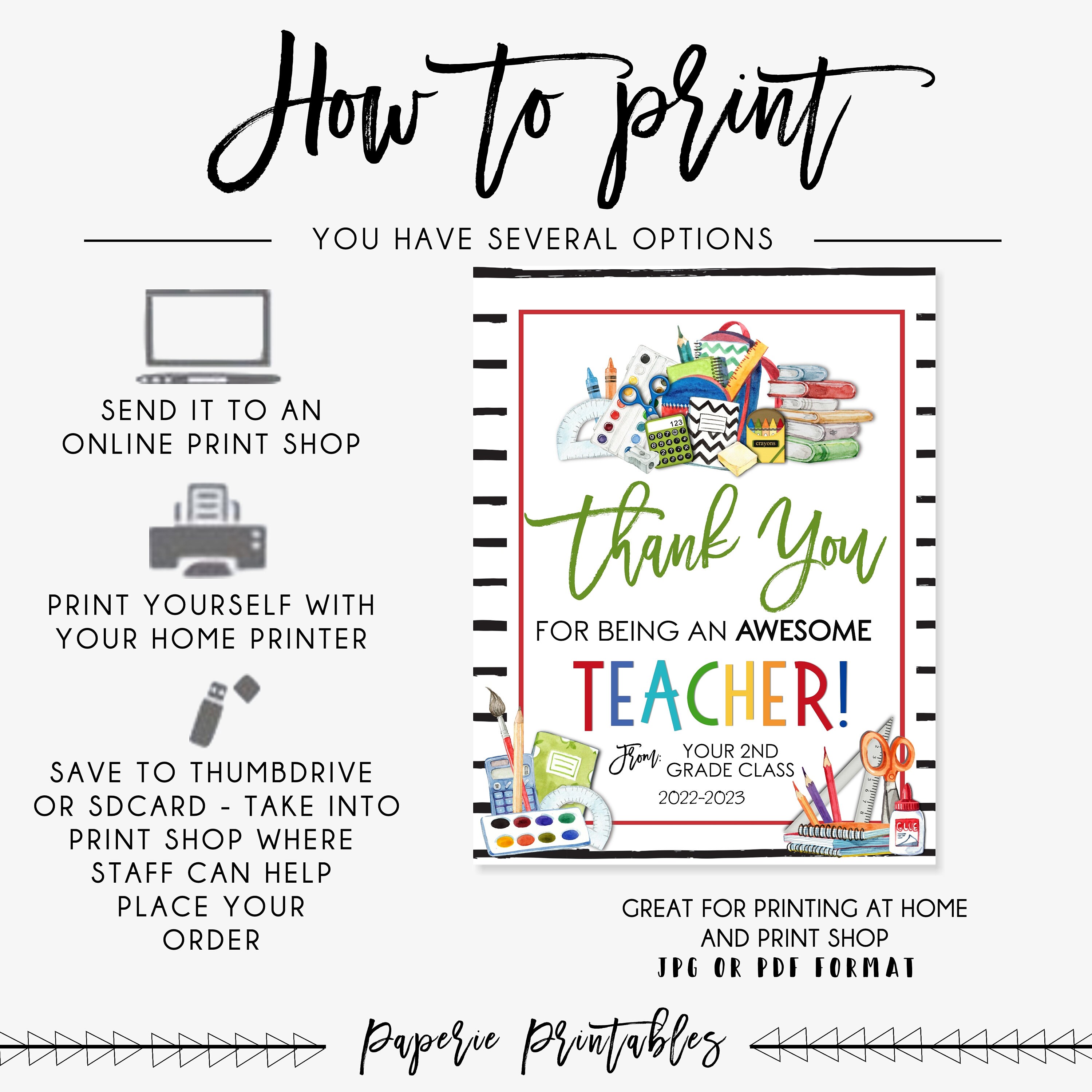 Editable Teacher Appreciation Gift: Thank You Card Printable (DIY Corjl ...