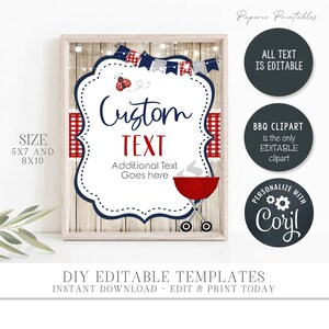 Editable BBQ Party Signs, Company BBQ Party Signs, Neighborhood BBQ ...