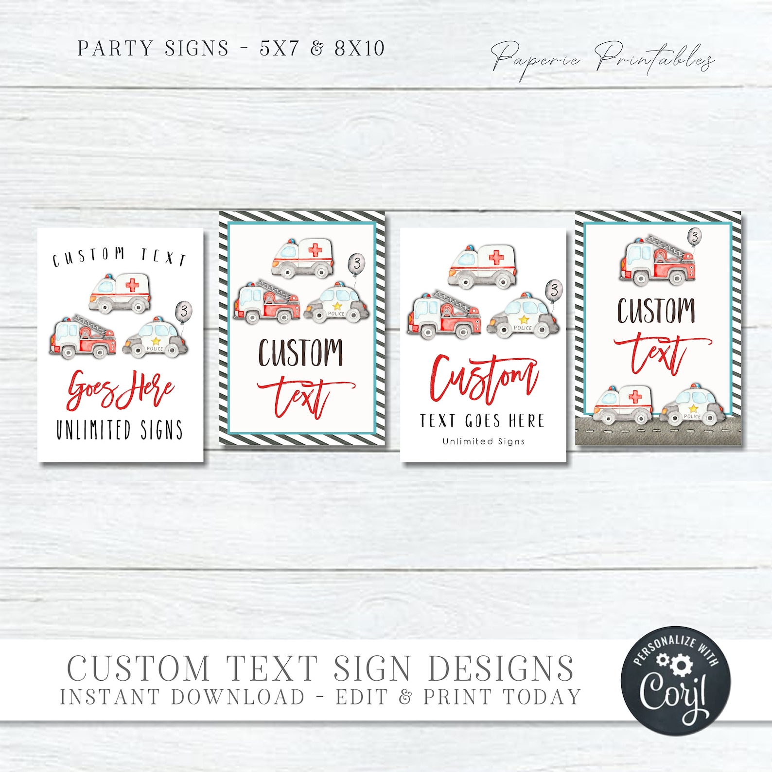 EDITABLE First Responders Party Signs First Responders - Etsy