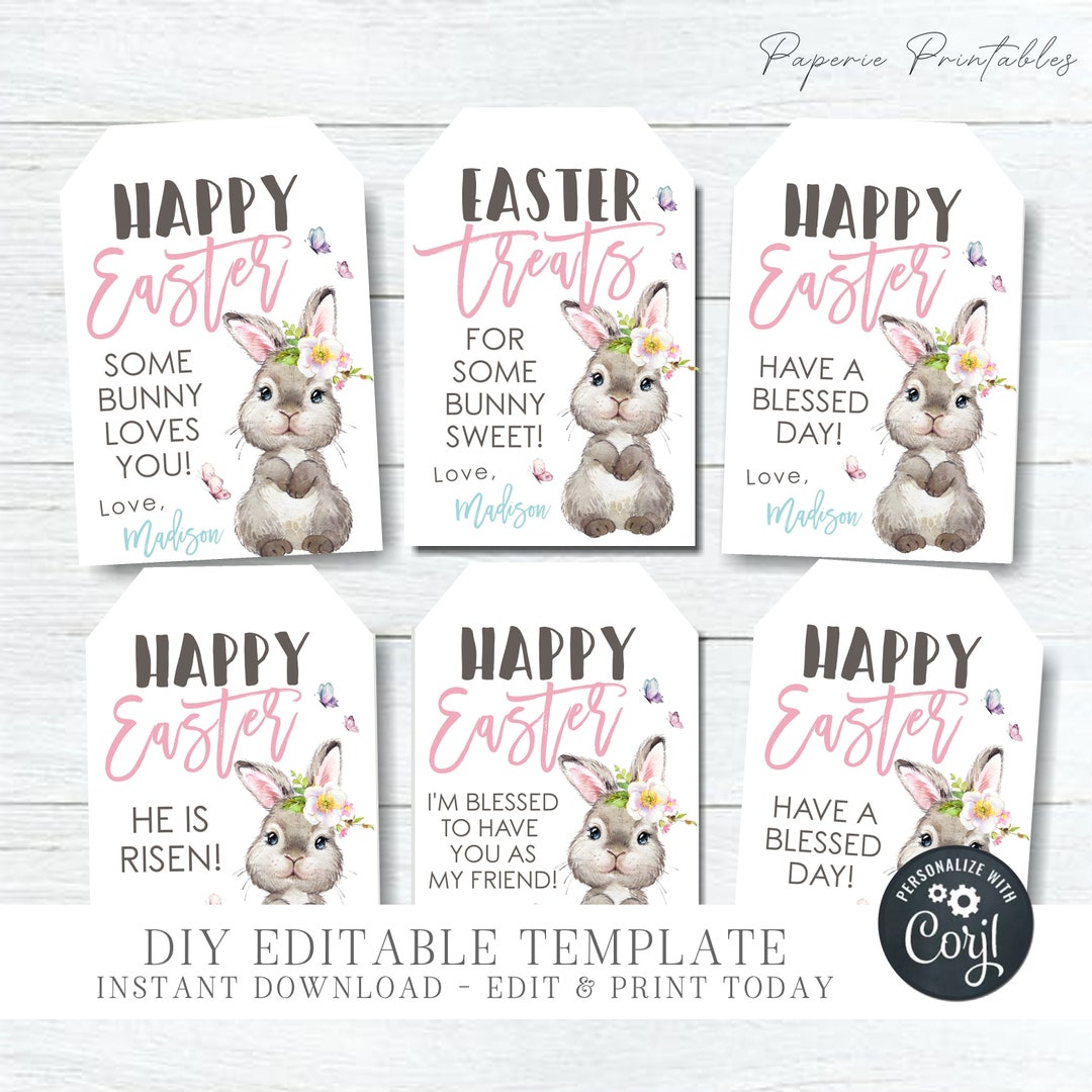 EDITABLE Happy Easter Gift Tags Easter Treats Tags Fully Editable ...