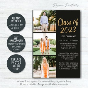 EDITABLE Multiple Graduates Graduation Invitation Graduation - Etsy